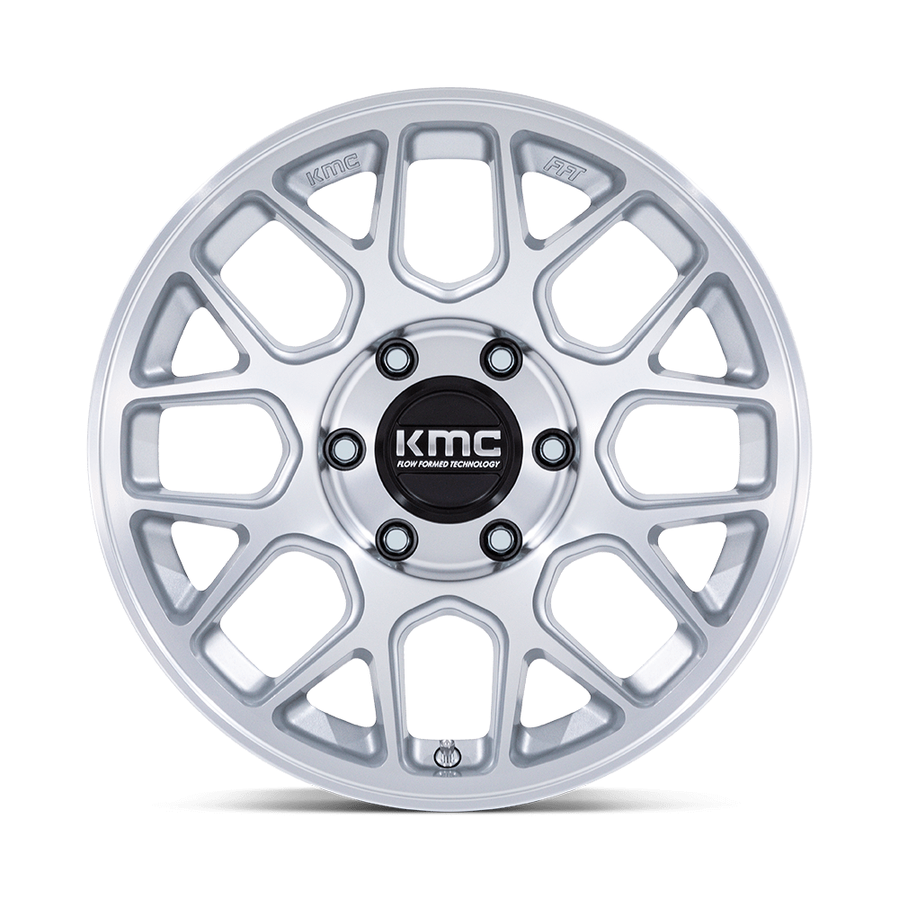 KMC KM730 HATCHET WHEELS | GLOSS SILVER W/ MACHINED FACE | 17X8.5 +25M – MJ MOTORSPORTS