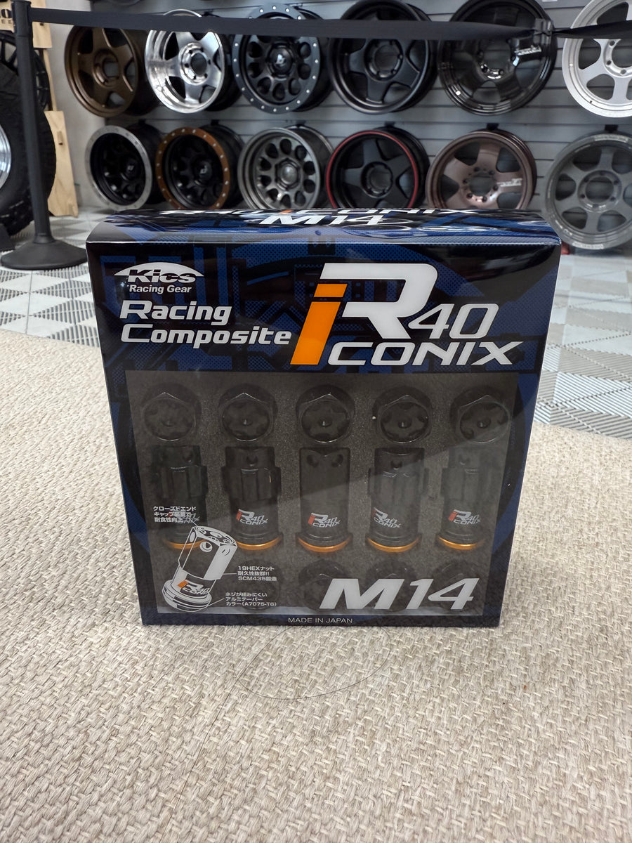 Project KICS R40 Iconix Steel Lug Nuts 14×1.5 BLACK 24 PC W LOCKS – MJ ...